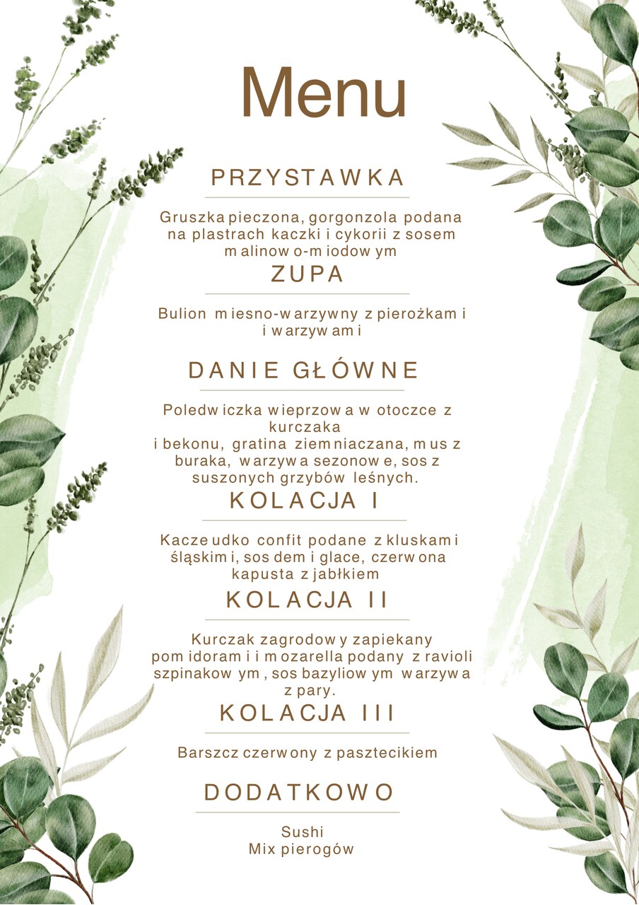 Menu Wesela - restauracjanarciarska.pl